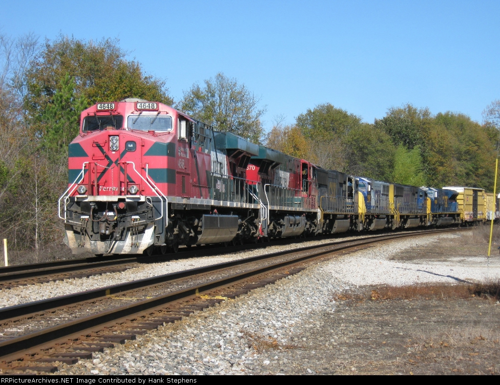 Shot of Q601 Mobile bound CSX Q601 train with FXE and FXE units waiting on a crew at LaGrange, GA